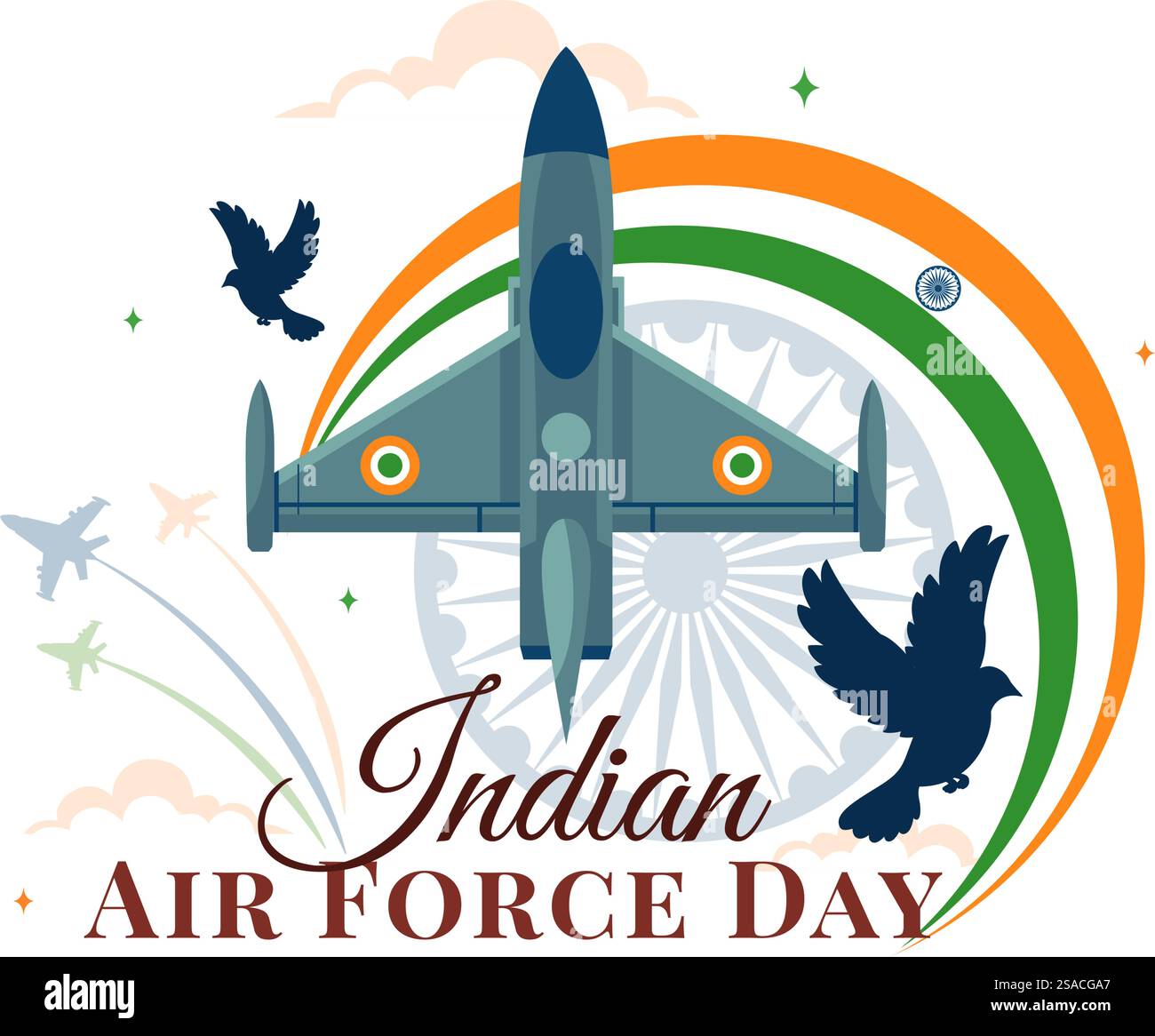 Indian Air Force Day Vector Illustration on 8th October, featuring a ...