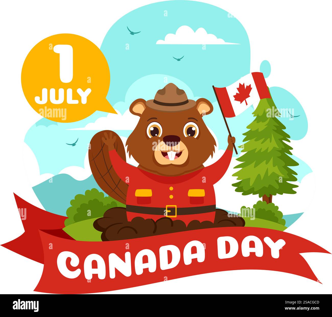 Happy Canada Day Vector Illustration Celebration in 1st July with Maple ...