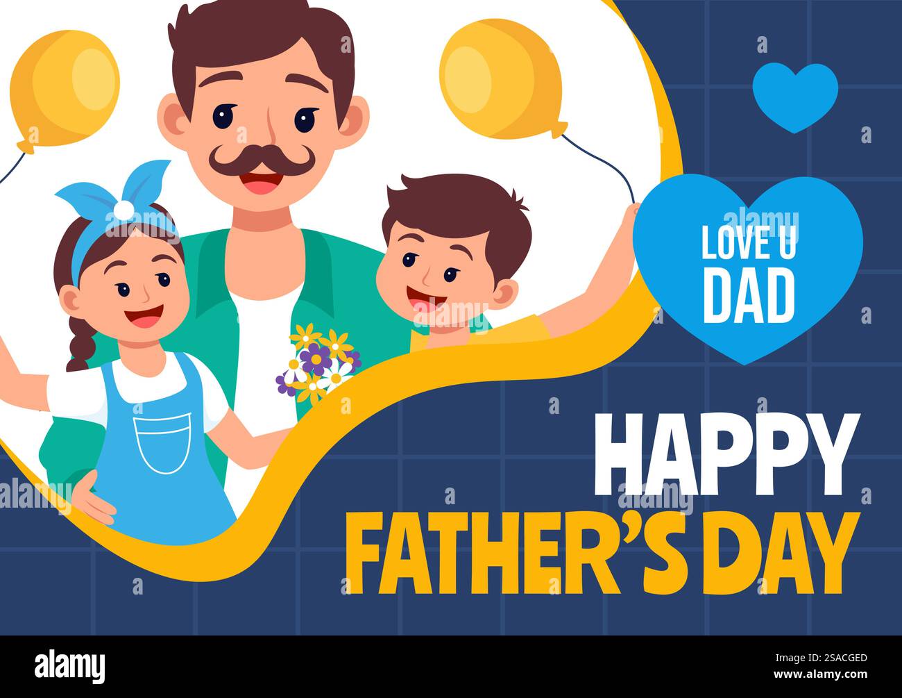 Father Day Social Media Background Flat Cartoon Hand Drawn Templates ...