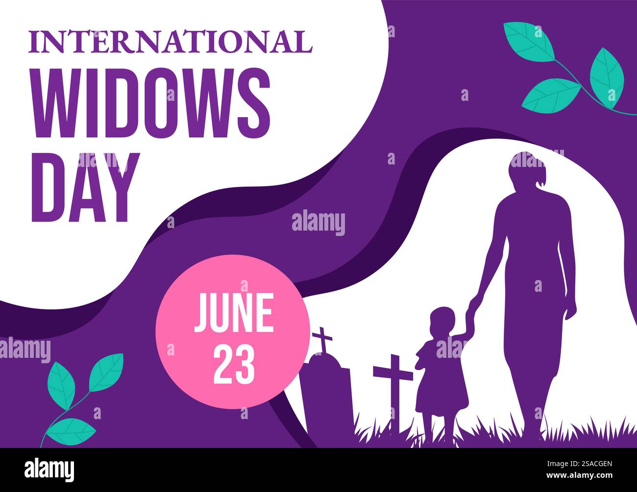 Widows Day Social Media Background Flat Cartoon Hand Drawn Templates ...