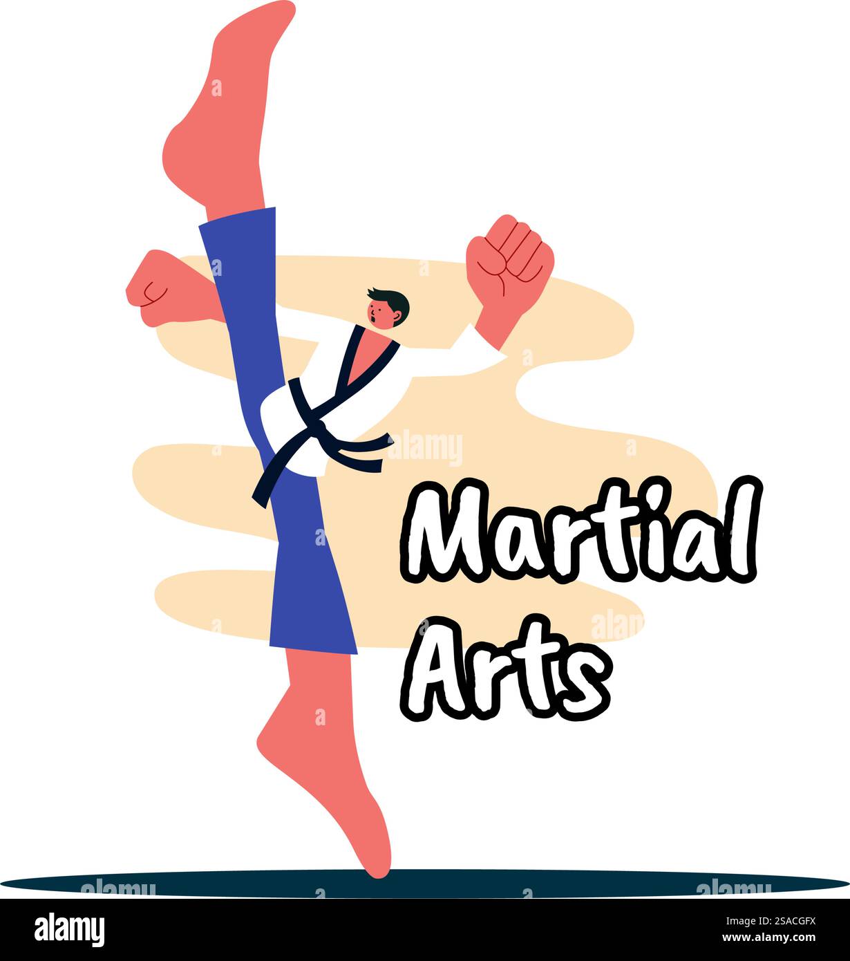 Martial Arts Vector Illustration with an Athlete Doing a High Kick ...