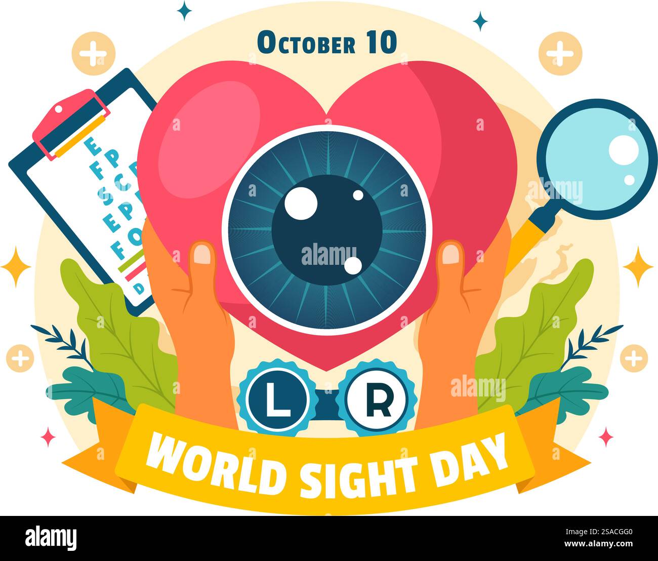 World Sight Day Vector Illustration for 10 October, featuring Vision ...
