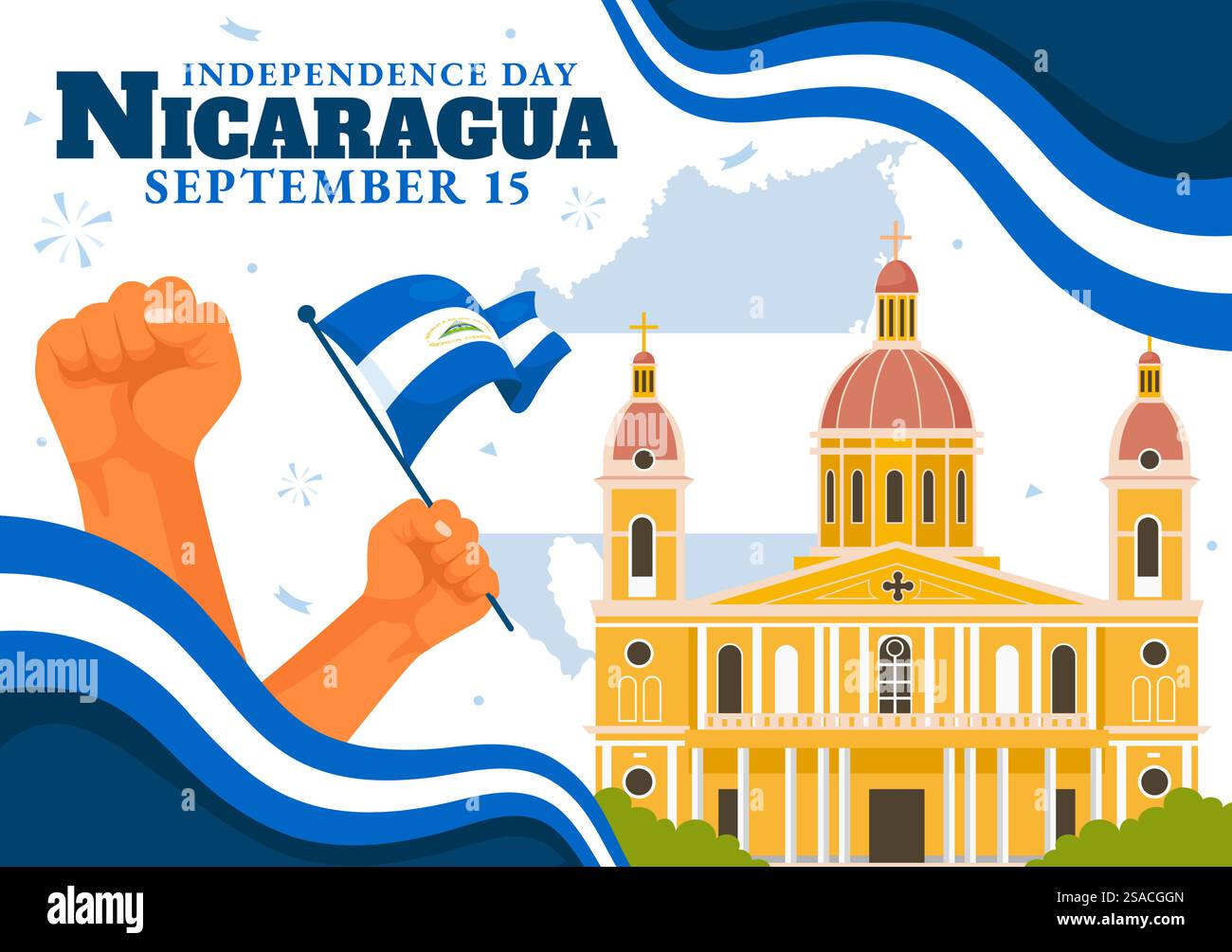Nicaragua Independence Day Vector Illustration on September 15 with ...