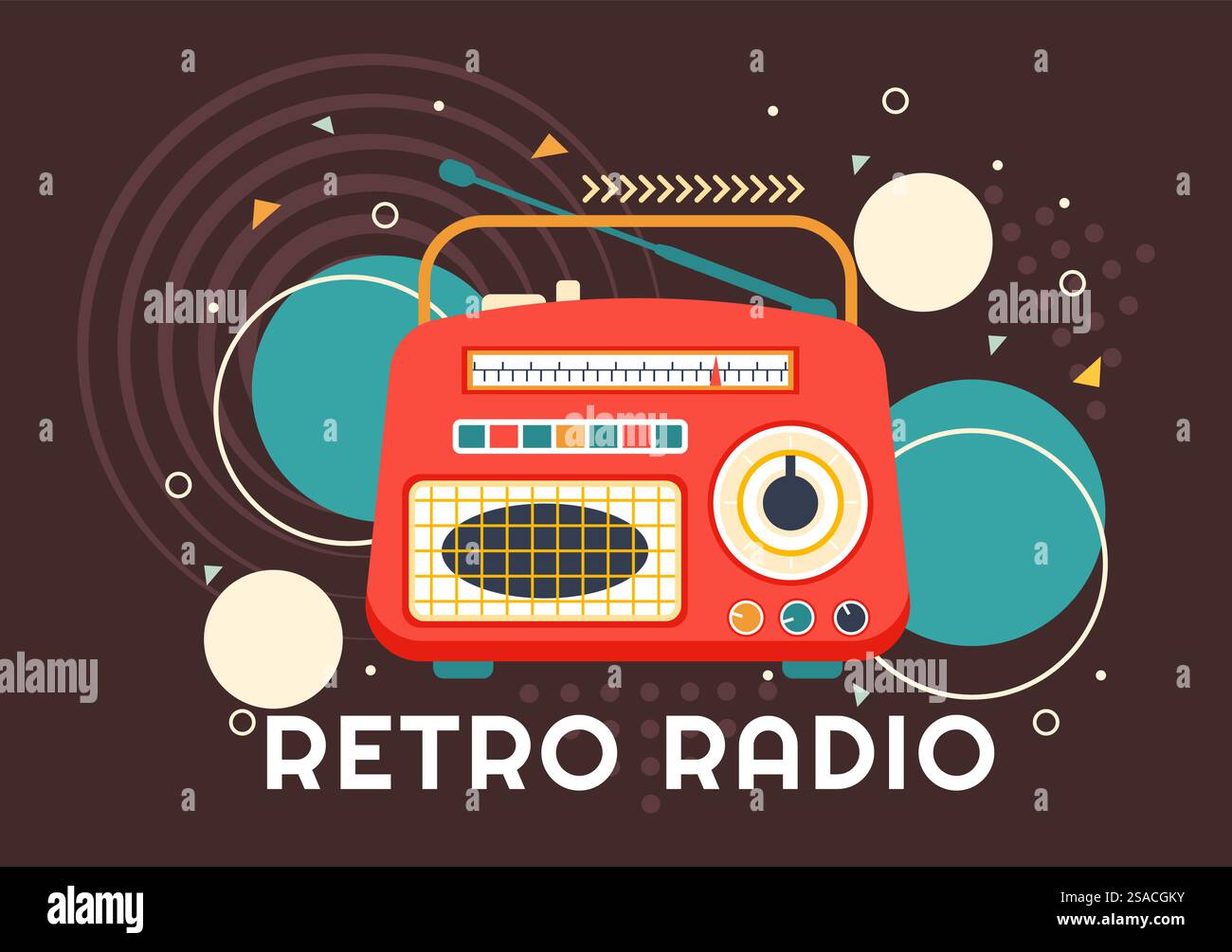 Retro Radio Vector Illustration with Player Style for Record, Old ...