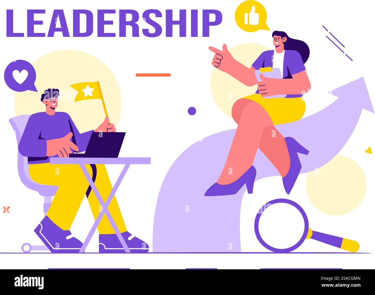 Business Leadership Vector Illustration with A Businessman Leader ...