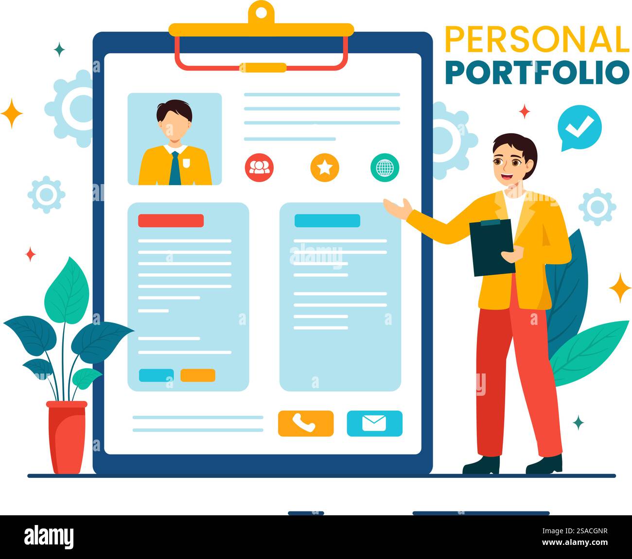Personal Portfolio Vector Illustration with Profile Data, Resume or ...