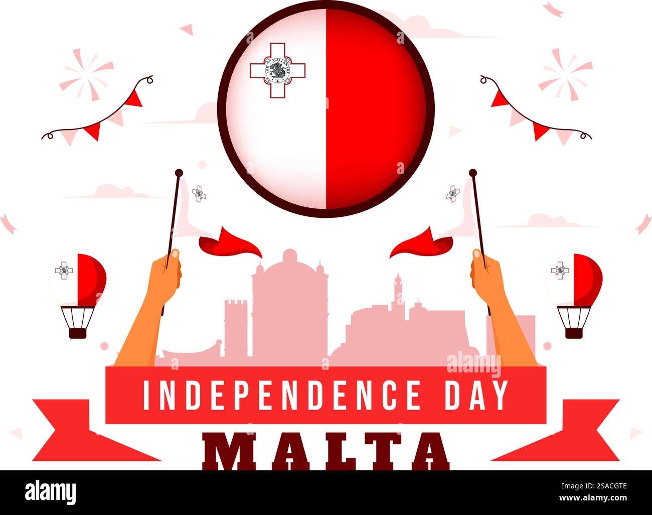 Happy Independence Day of Malta Vector Illustration Celebrating 21st ...