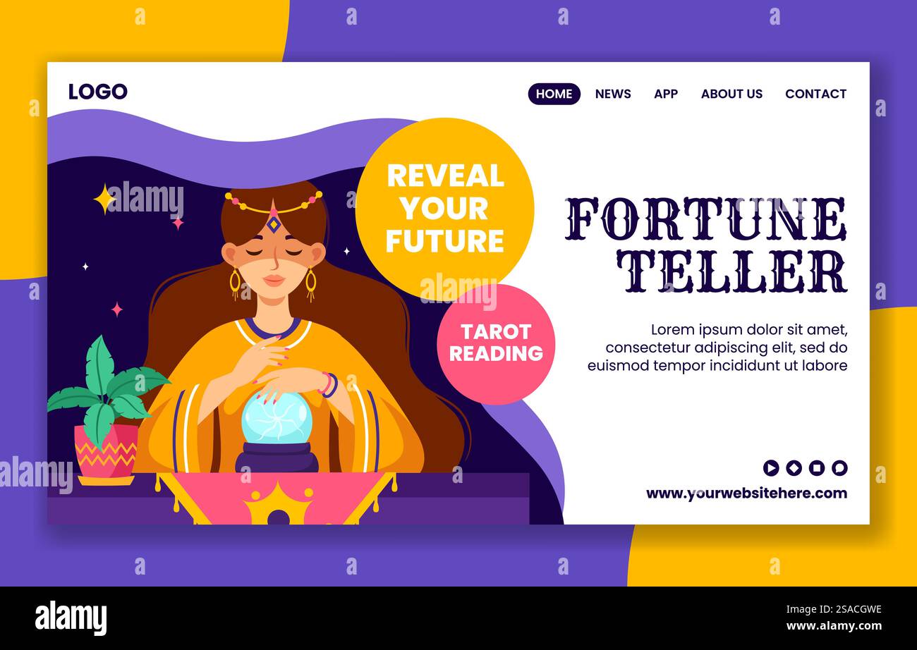 Fortune Teller Social Media Landing Page Cartoon Hand Drawn Templates ...