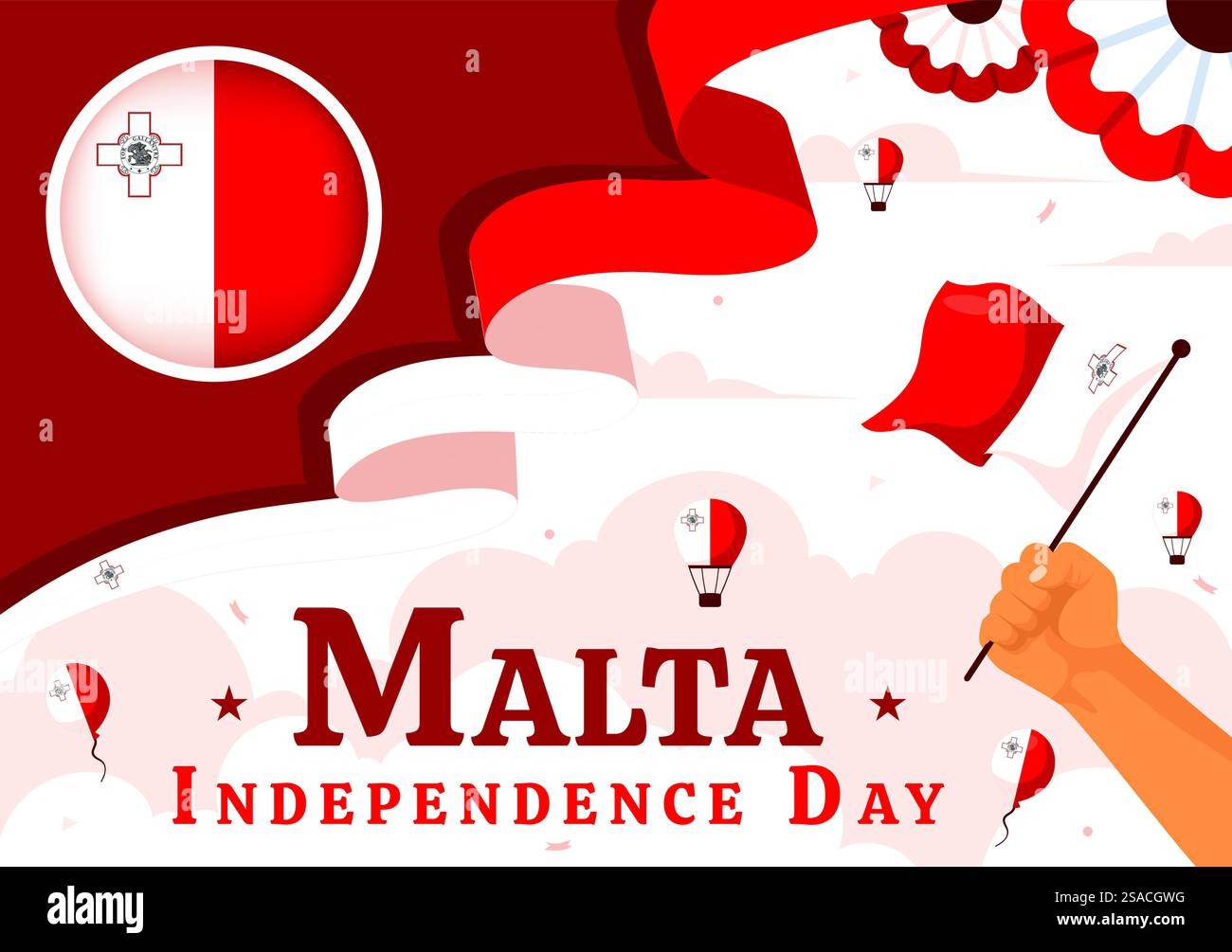 Happy Independence Day of Malta Vector Illustration Celebrating 21st ...