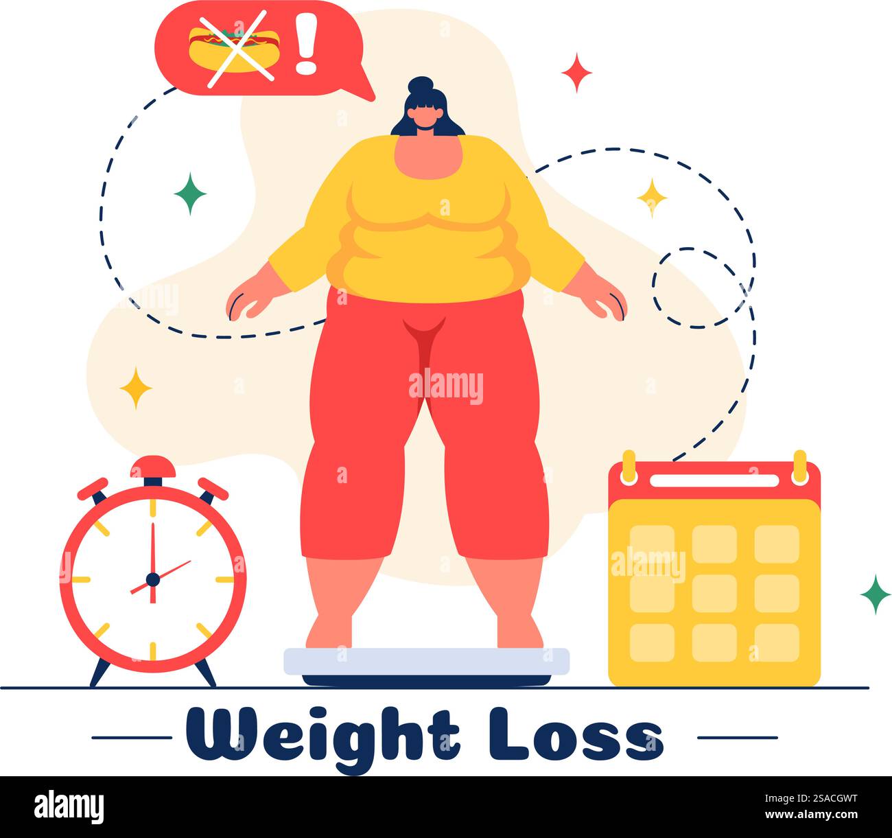 Weight Loss Vector Illustration of a Woman’s Body Transformation ...