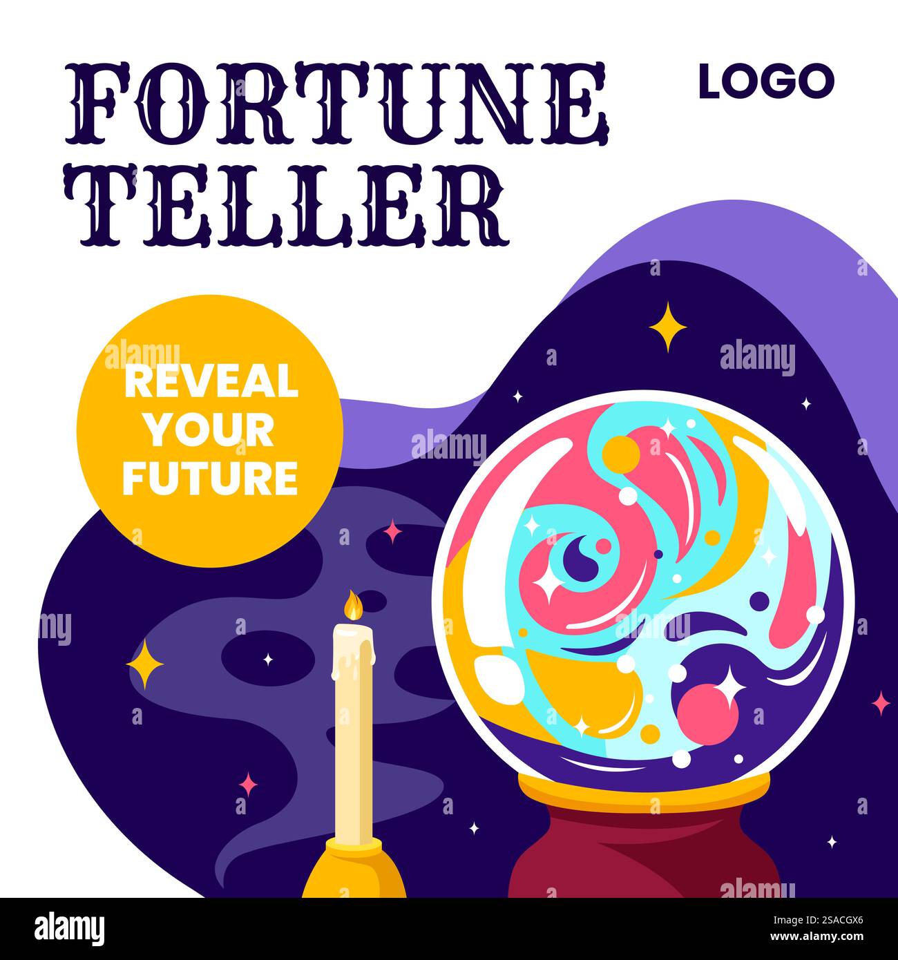 Fortune Teller Social Media Illustration Flat Cartoon Hand Drawn ...