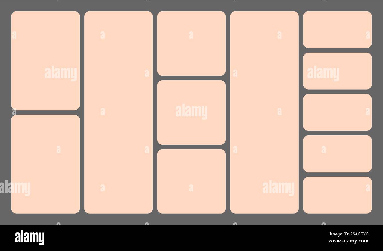 Dimensions 16x9 trendy bento grid layout style brick Ui UX templates ...