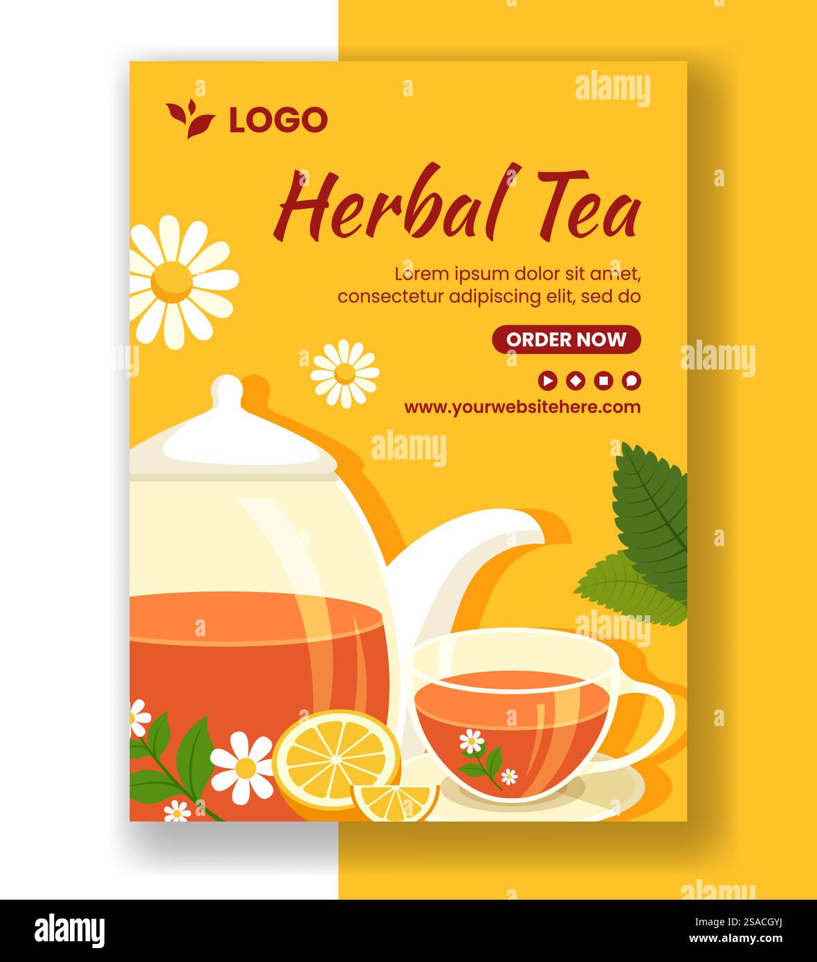 Herbal Tea Vertical Poster Flat Cartoon Hand Drawn Templates Background ...