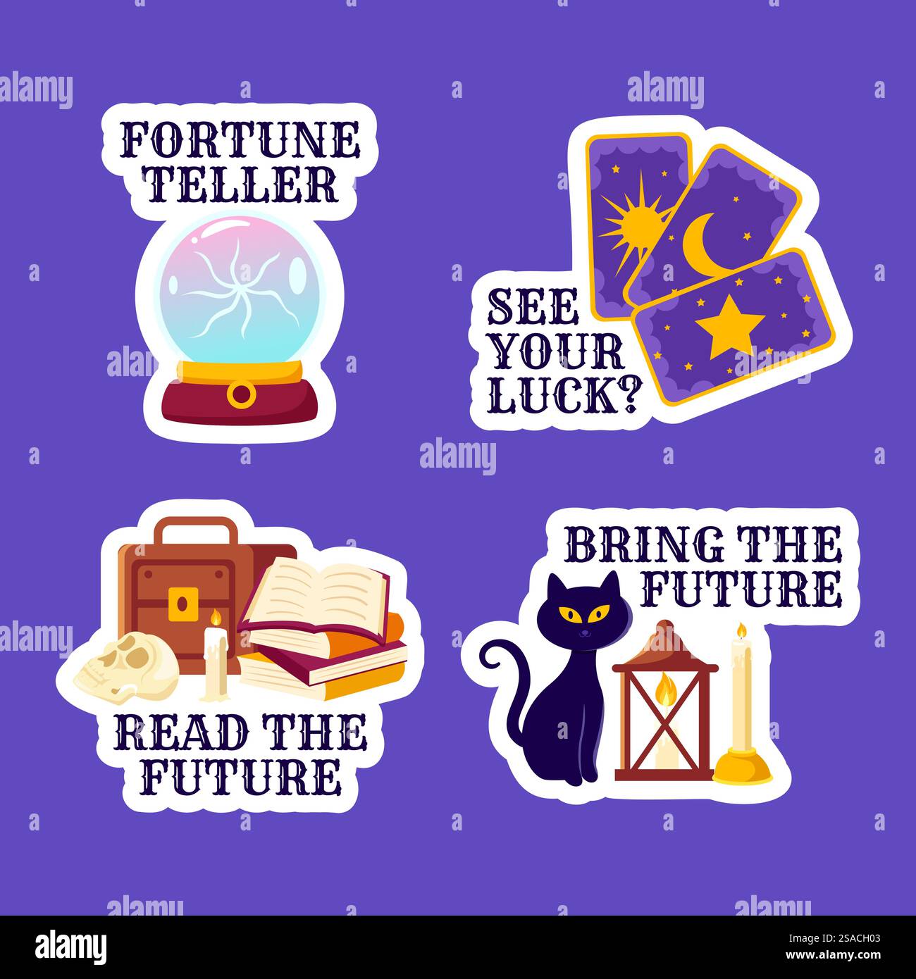 Fortune Teller Label Flat Cartoon Hand Drawn Templates Background ...
