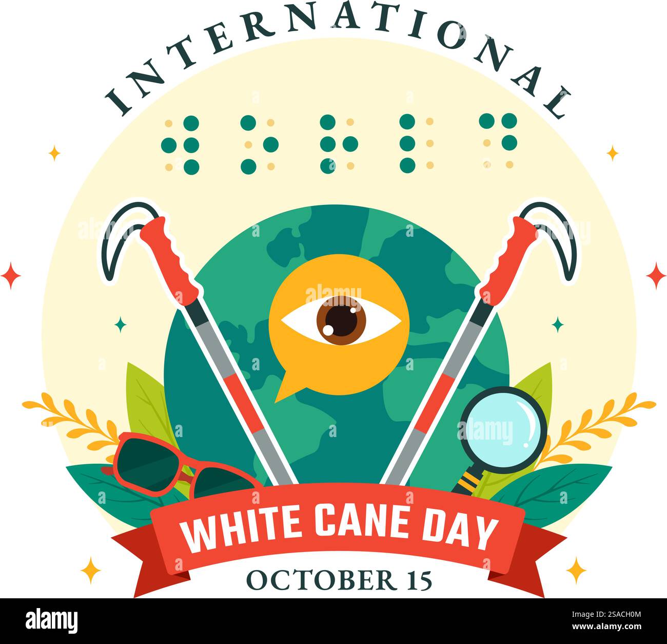 International White Cane Day Vector Illustration on 15 October ...
