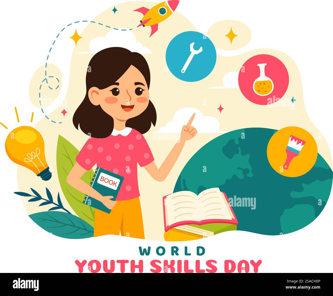 World Youth Skills Day Vector Illustration of People with Skills for ...