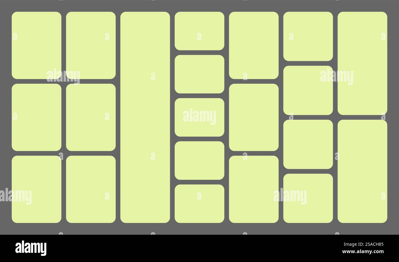Dimensions 16x9 trendy bento grid layout style brick Ui UX templates ...