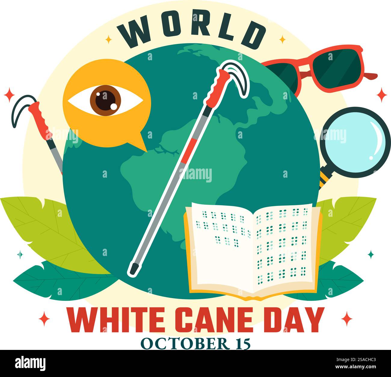 International White Cane Day Vector Illustration on 15 October ...