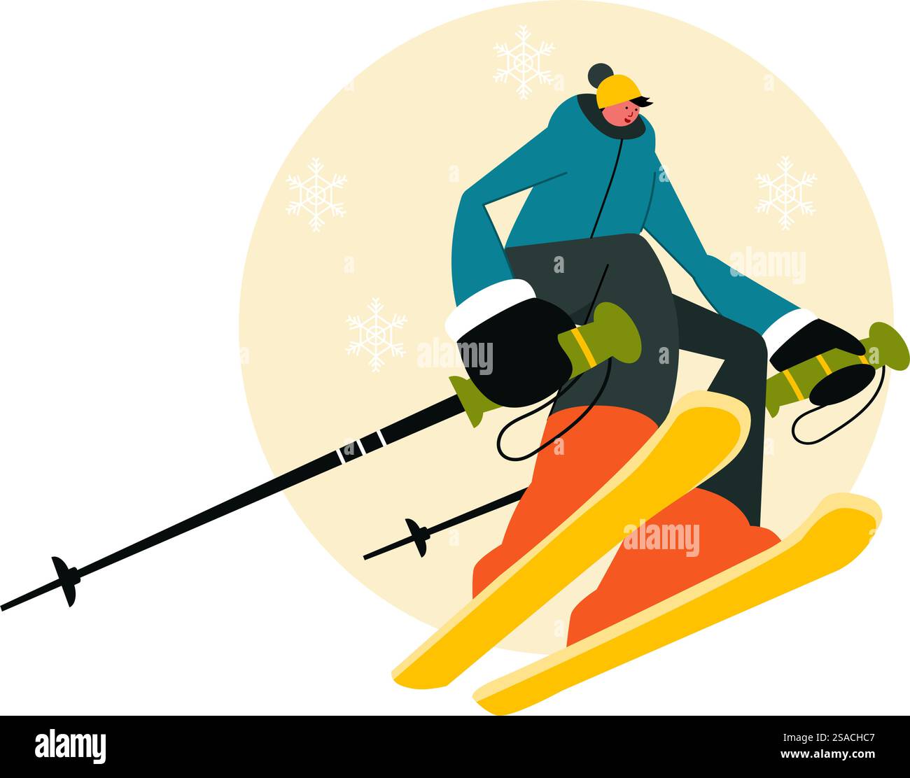 Skiers fun skiing down mountain hi-res stock photography and images - Alamy