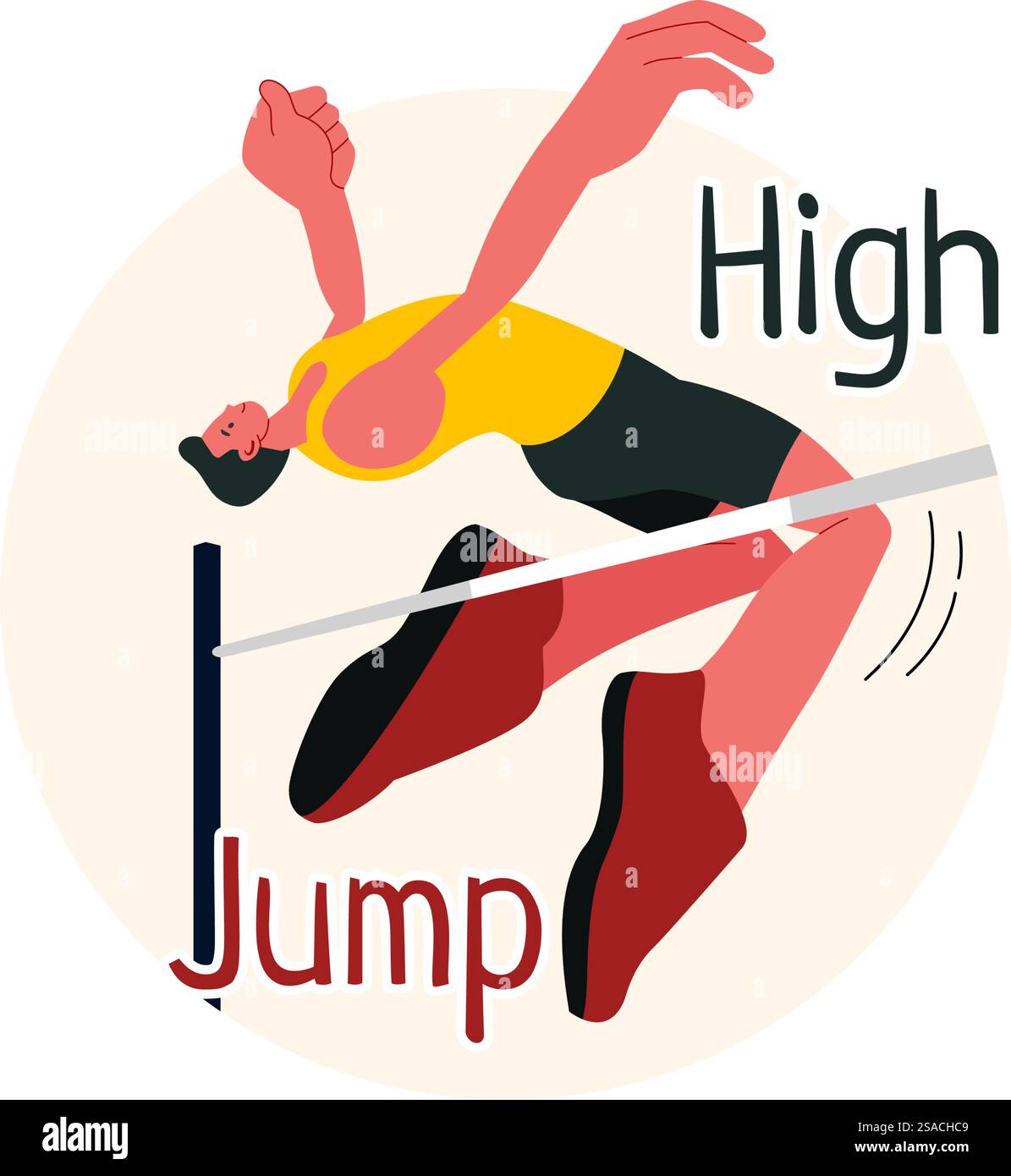 Vector Illustration of a Male Athlete Performing a High Jump, Combining ...