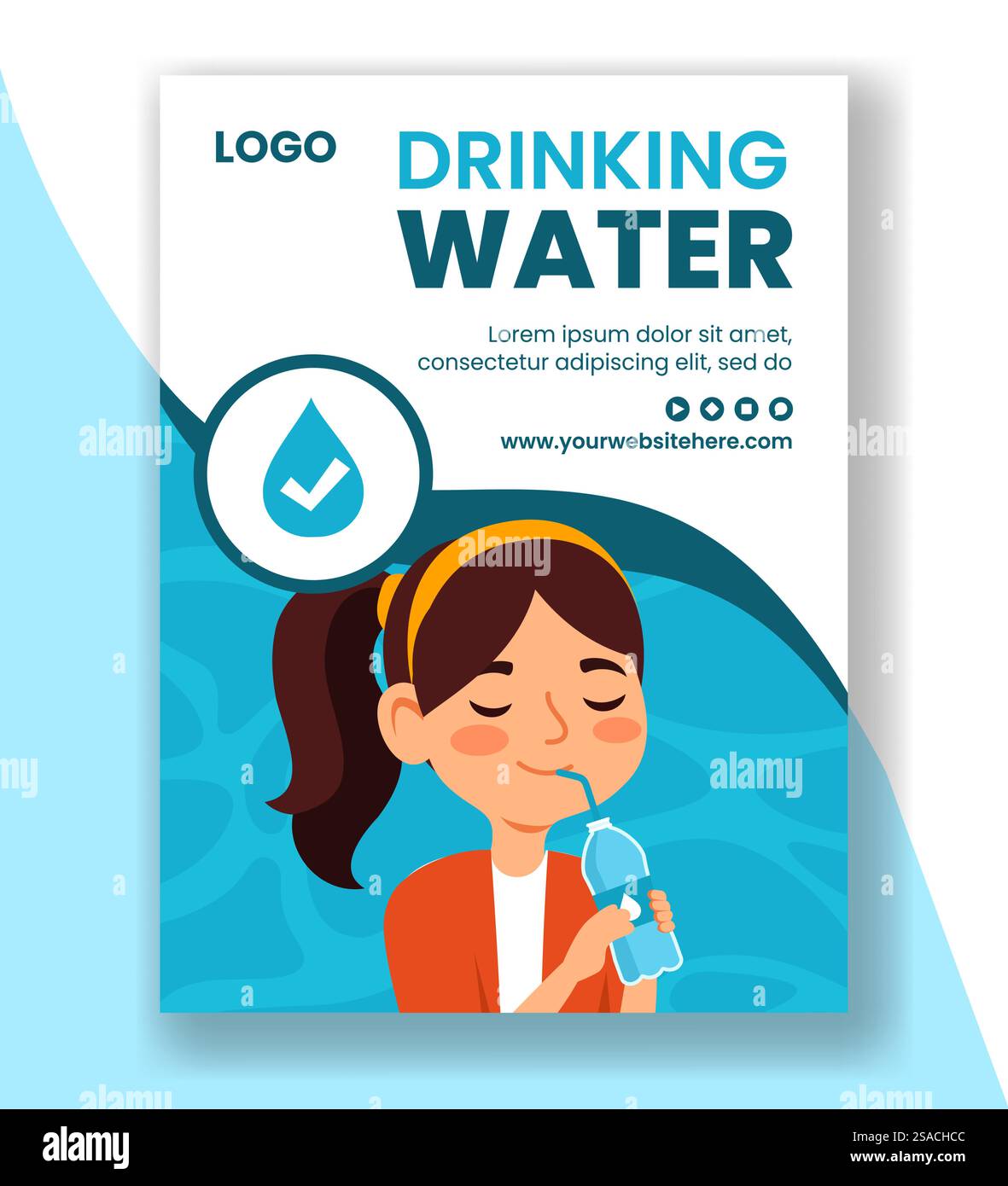 Drinking Water Vertical Poster Flat Cartoon Hand Drawn Templates ...