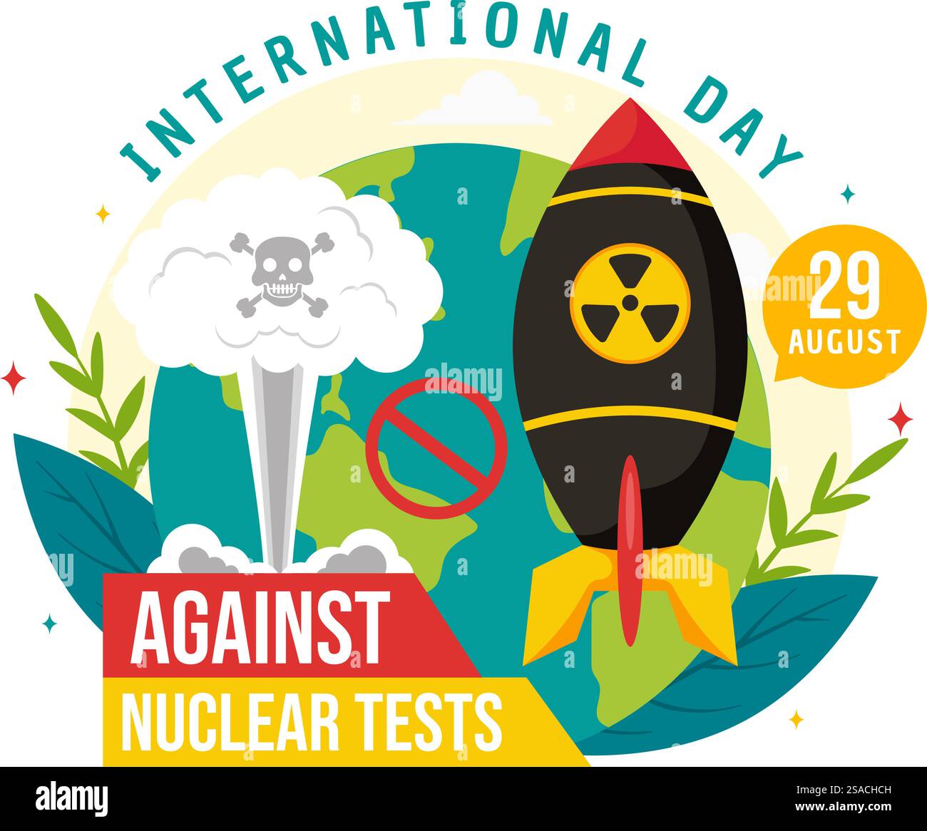 International Day Against Nuclear Tests Vector Illustration for August ...