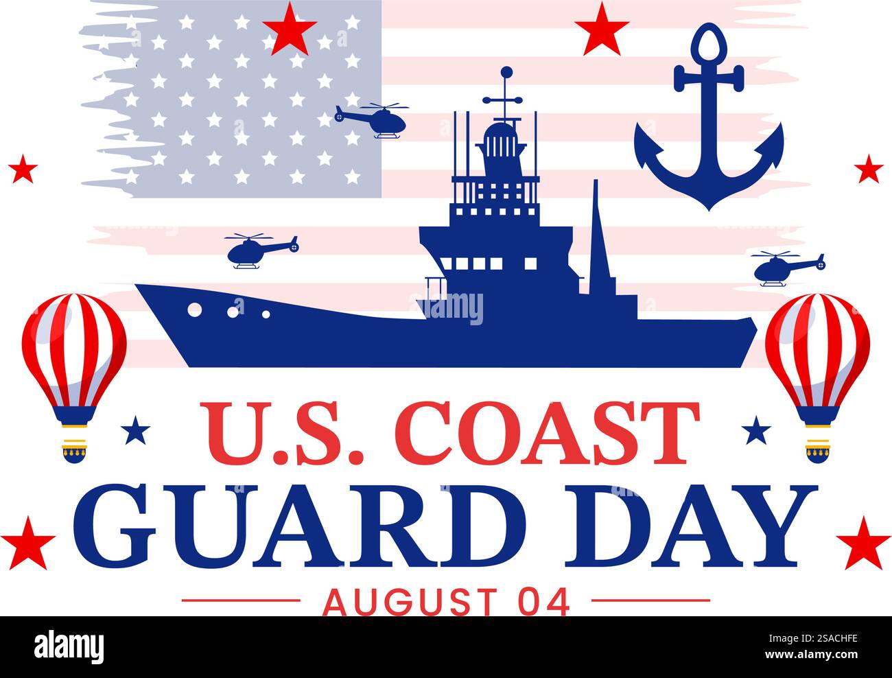 United States Coast Guard Day Vector Illustration on August 4 with ...