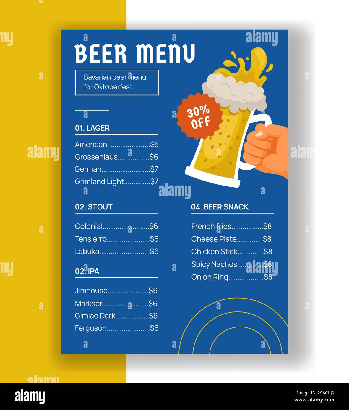 Oktoberfest Party Menu Flat Cartoon Hand Drawn Templates Background ...