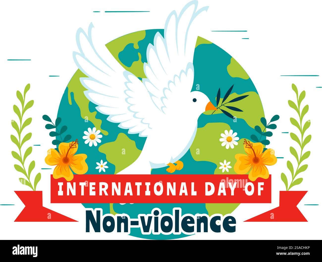 International Day of Non-Violence Vector Illustration on October 2nd, a ...