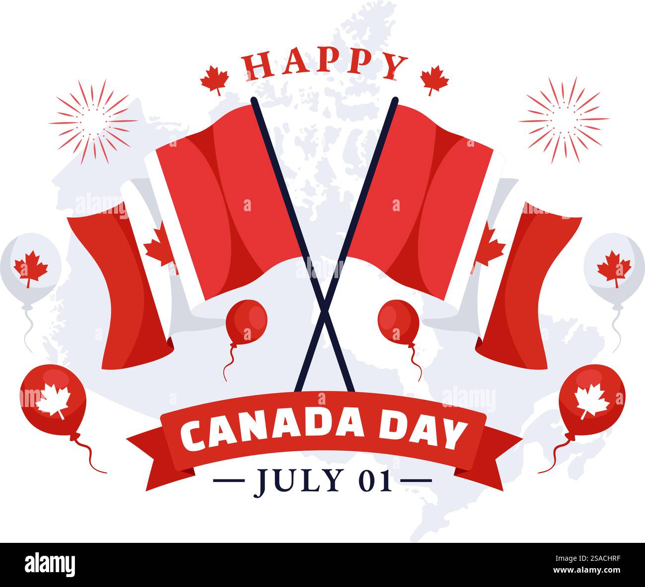 Happy Canada Day Vector Illustration Celebration in 1st July with Maple ...