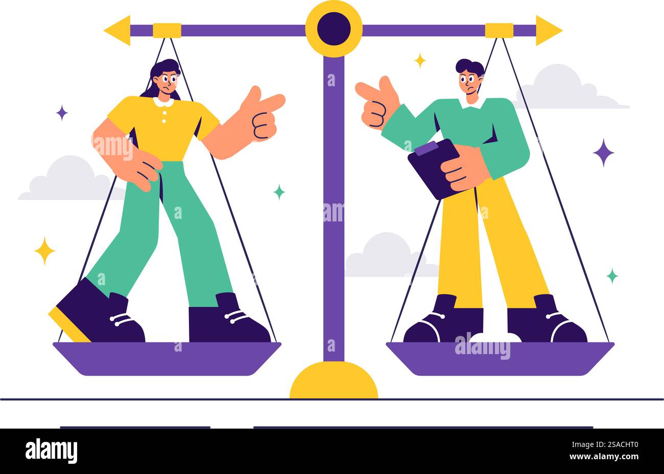 Vector Illustration of Conflict Resolution and Management featuring Two ...