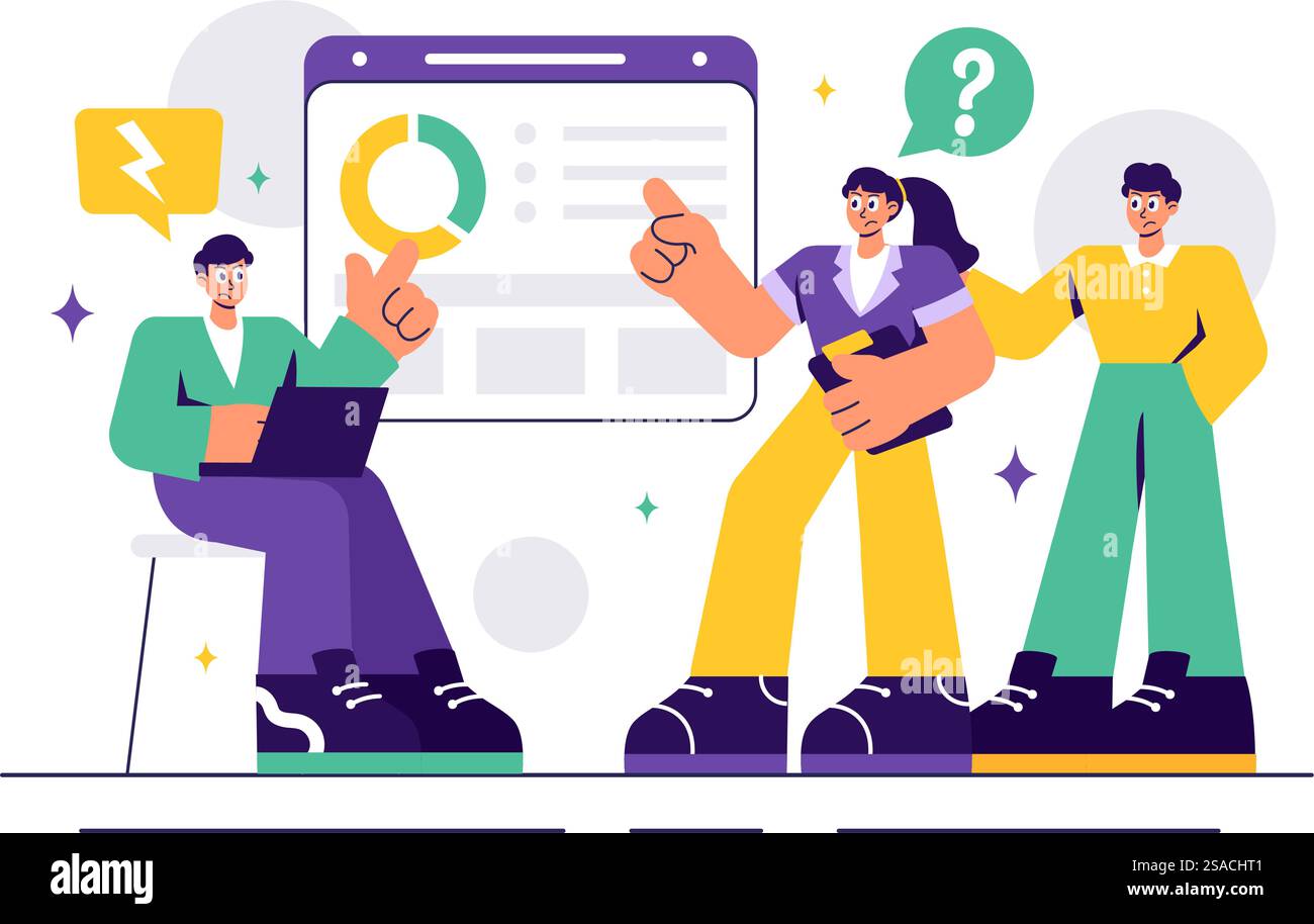 Vector Illustration of Conflict Resolution and Management featuring Two ...