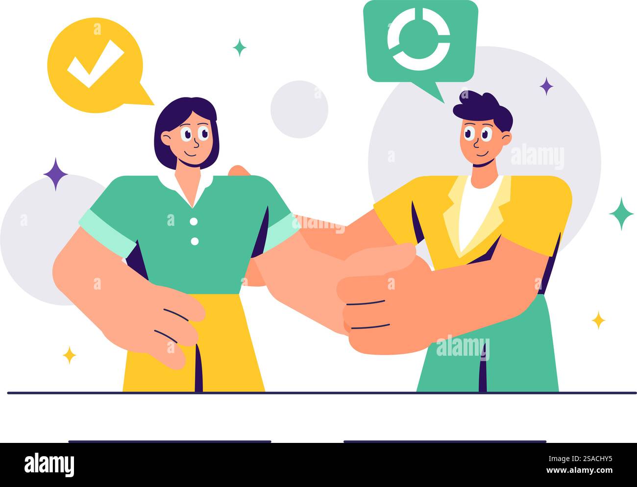 Vector Illustration of Conflict Resolution and Management featuring Two ...