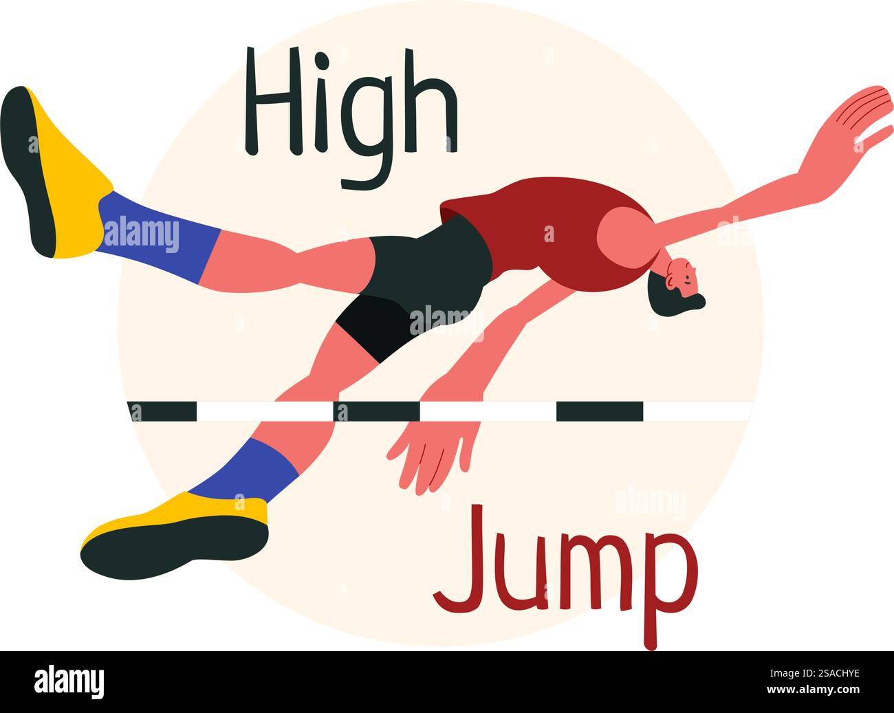 Vector Illustration of a Male Athlete Performing a High Jump, Combining ...