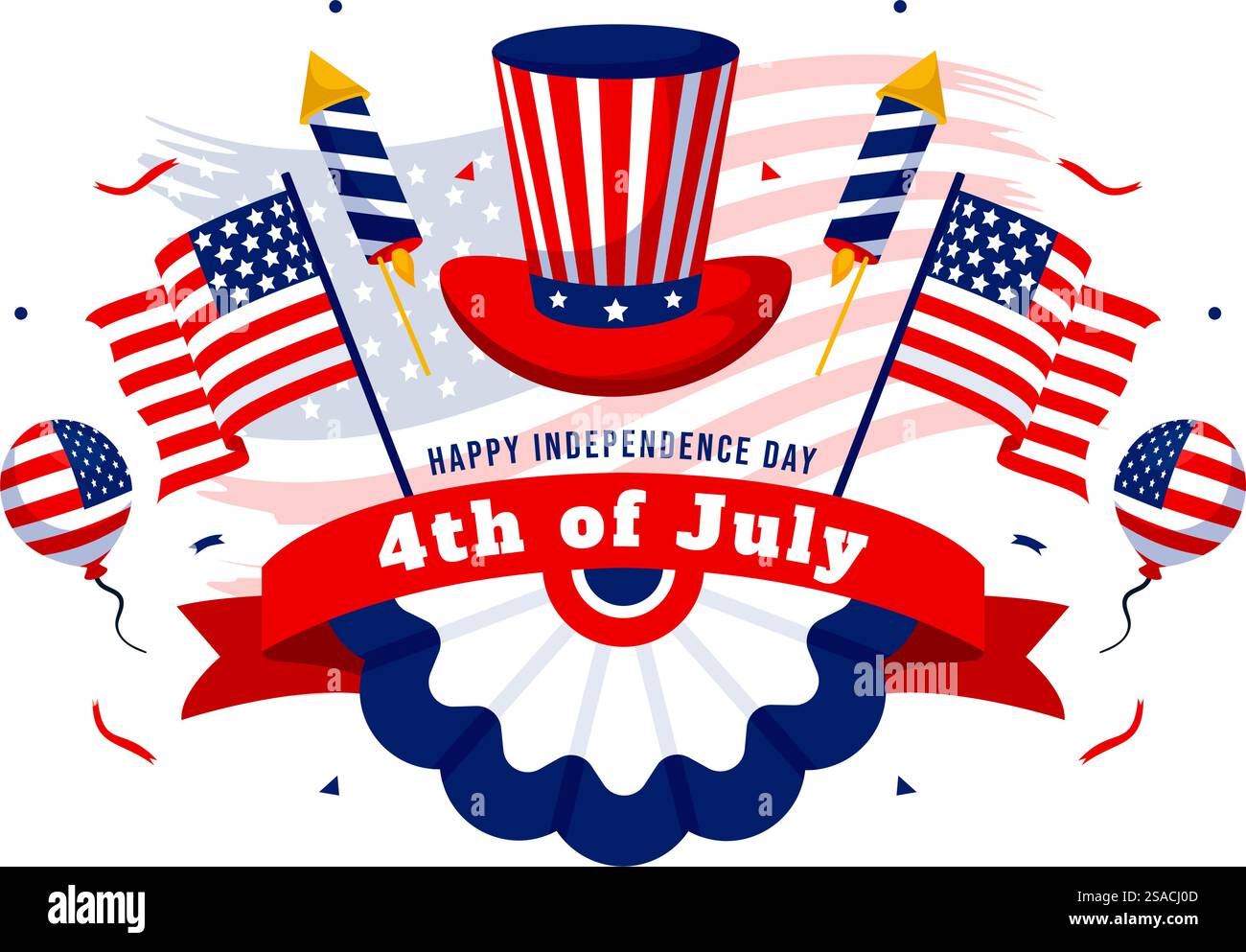 4th of July Happy Independence Day USA Vector Illustration with ...
