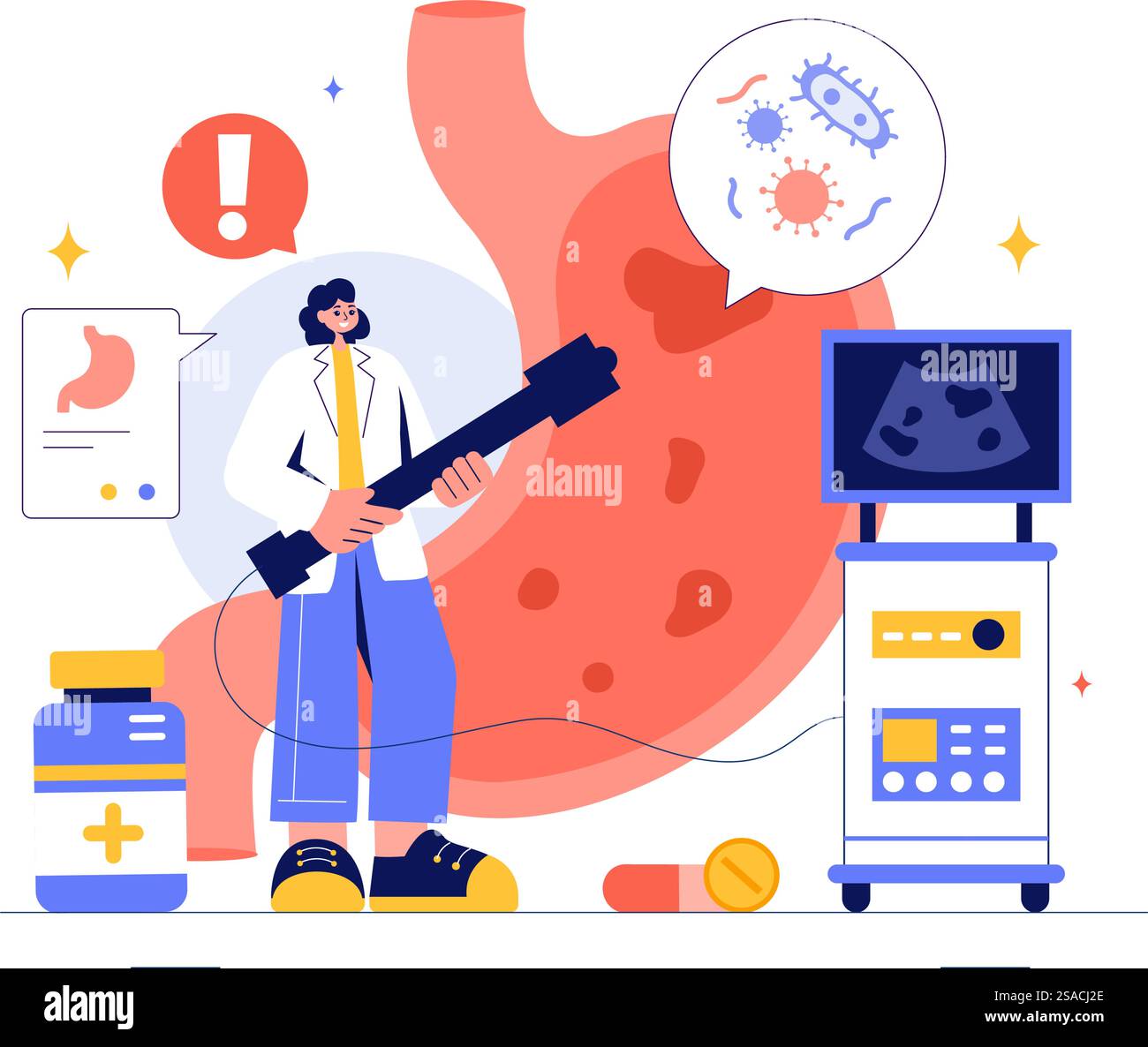Stomach Health Gastroenterology Vector Illustration Featuring Abdominal ...