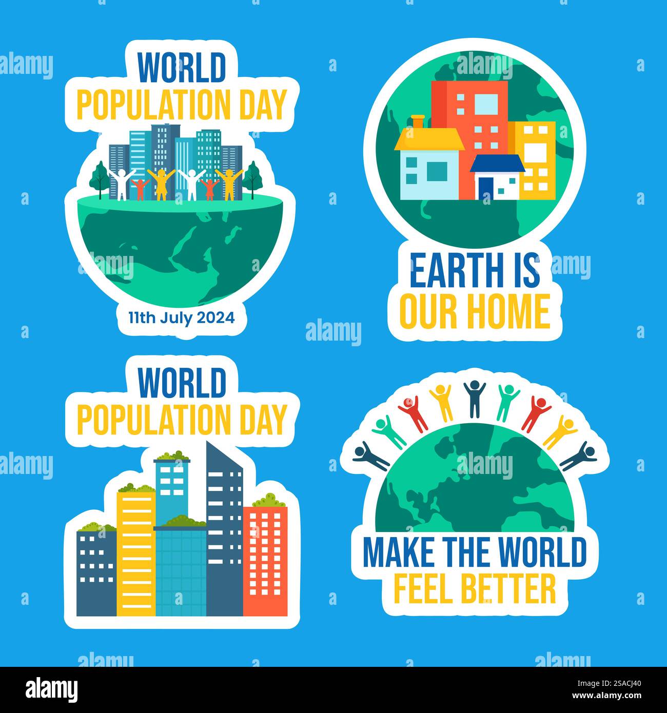 Population Day Label Flat Cartoon Hand Drawn Templates Background ...