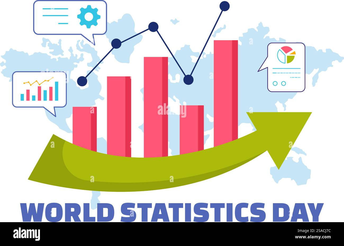 National Statistics Day Vector Illustration Featuring Data Calculation ...