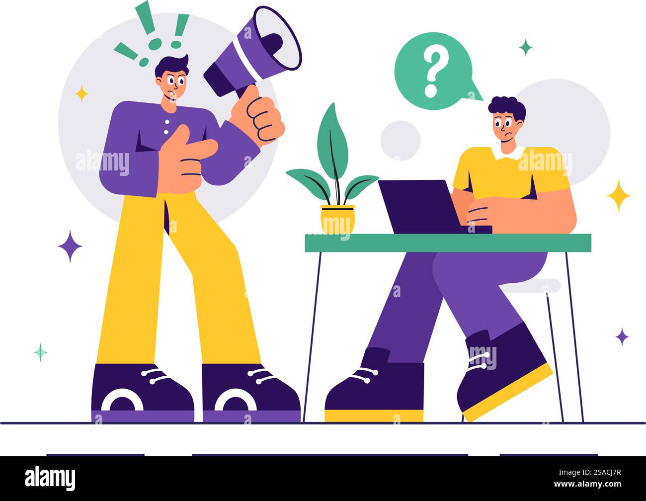 Vector Illustration of Conflict Resolution and Management featuring Two ...