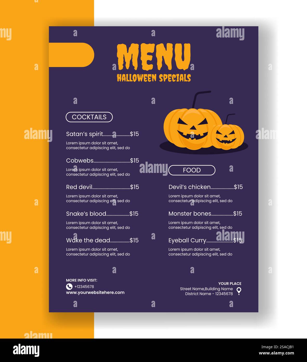 Halloween Night Menu Flat Cartoon Hand Drawn Templates Background ...