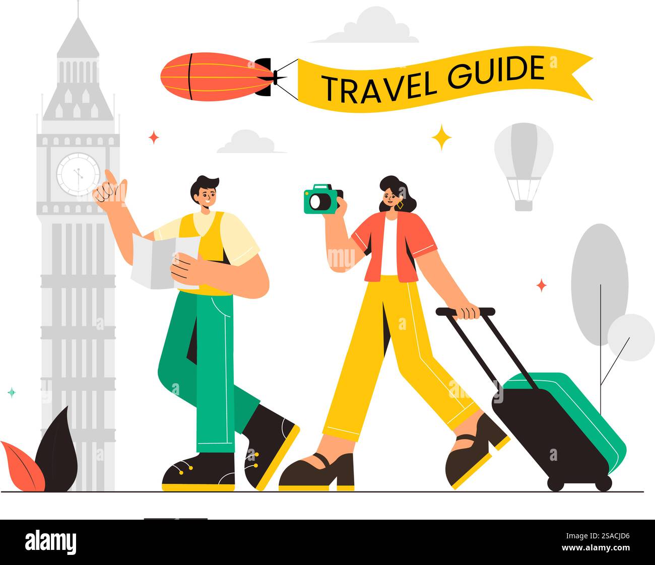 Travel Guide and Tour Vector Illustration Showing Interesting Places to ...