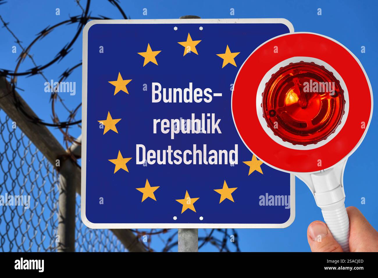 Germany - January 29, 2025: PHOTOMONTAGE, symbolic image for border ...