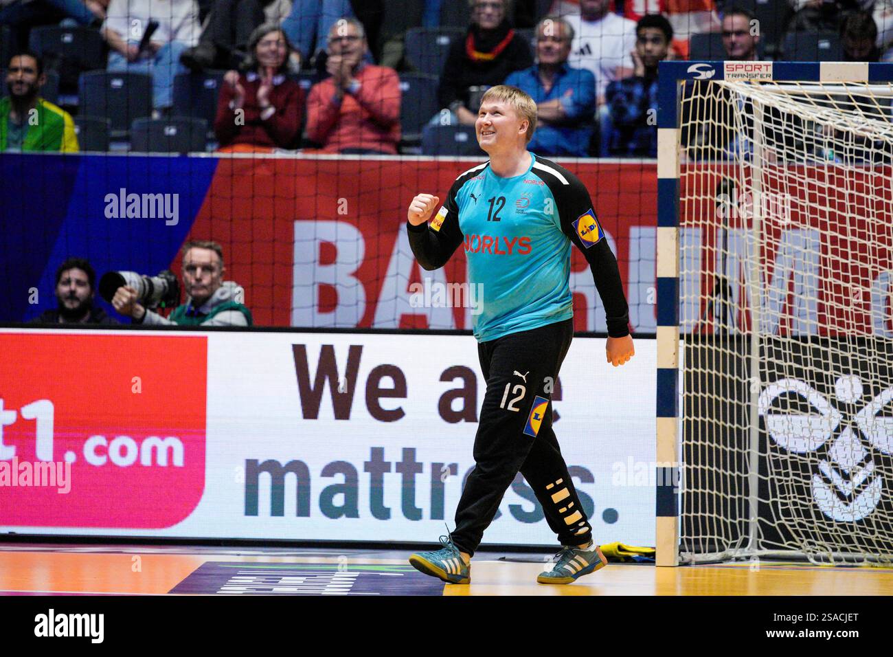 Fornebu 20250129. Denmark's Emil Nielsen during the quarter-final of ...