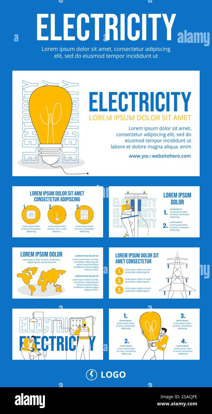 Electrician Services Infographic Flat Cartoon Hand Drawn Templates ...