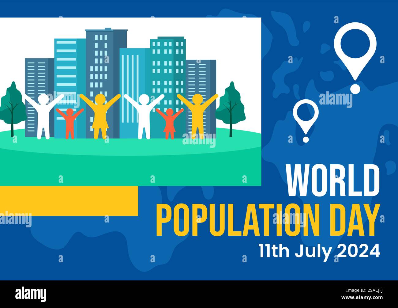 Population Day Social Media Background Flat Cartoon Hand Drawn ...