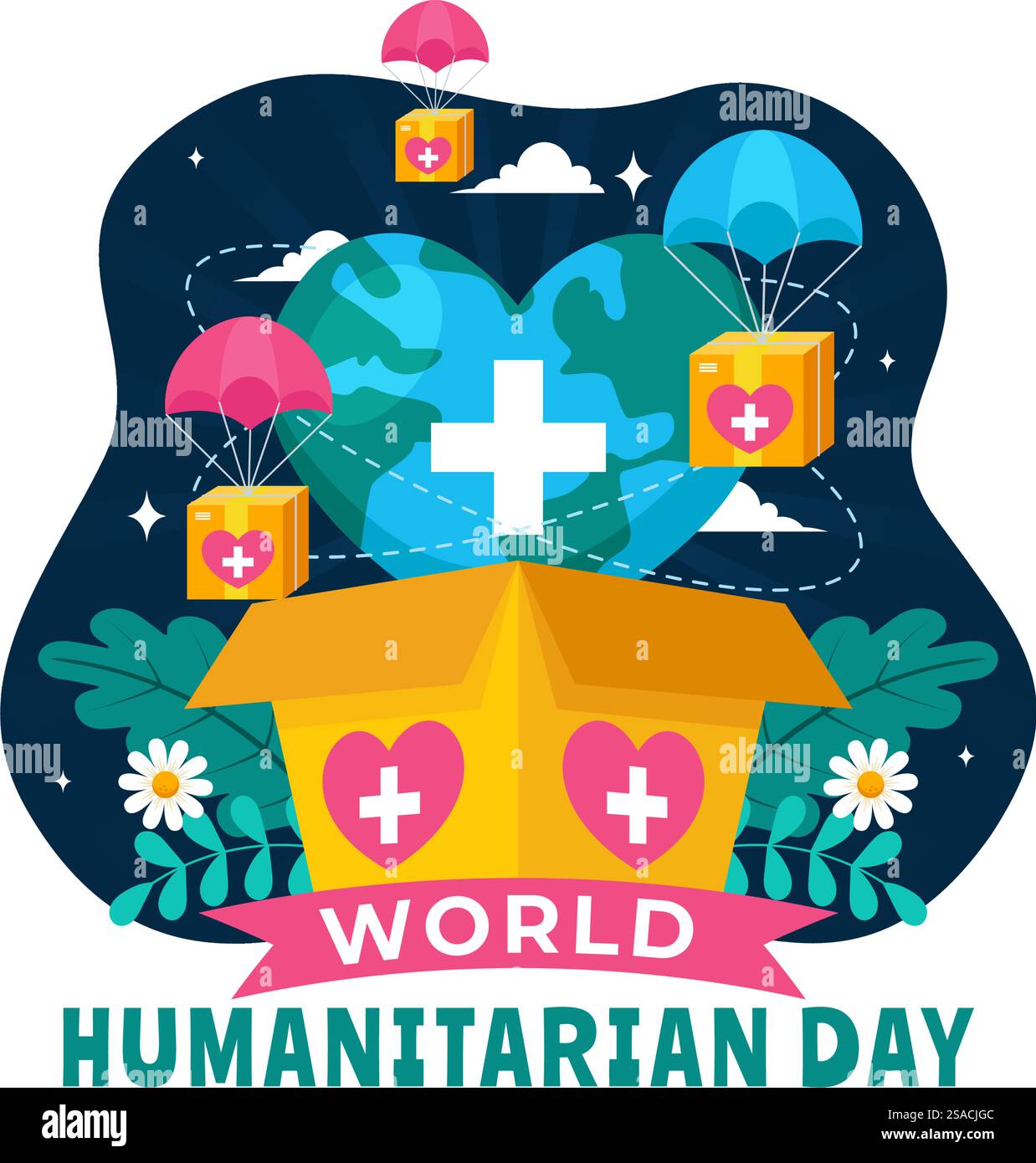 World Humanitarian Day Vector Illustration featuring a Global ...