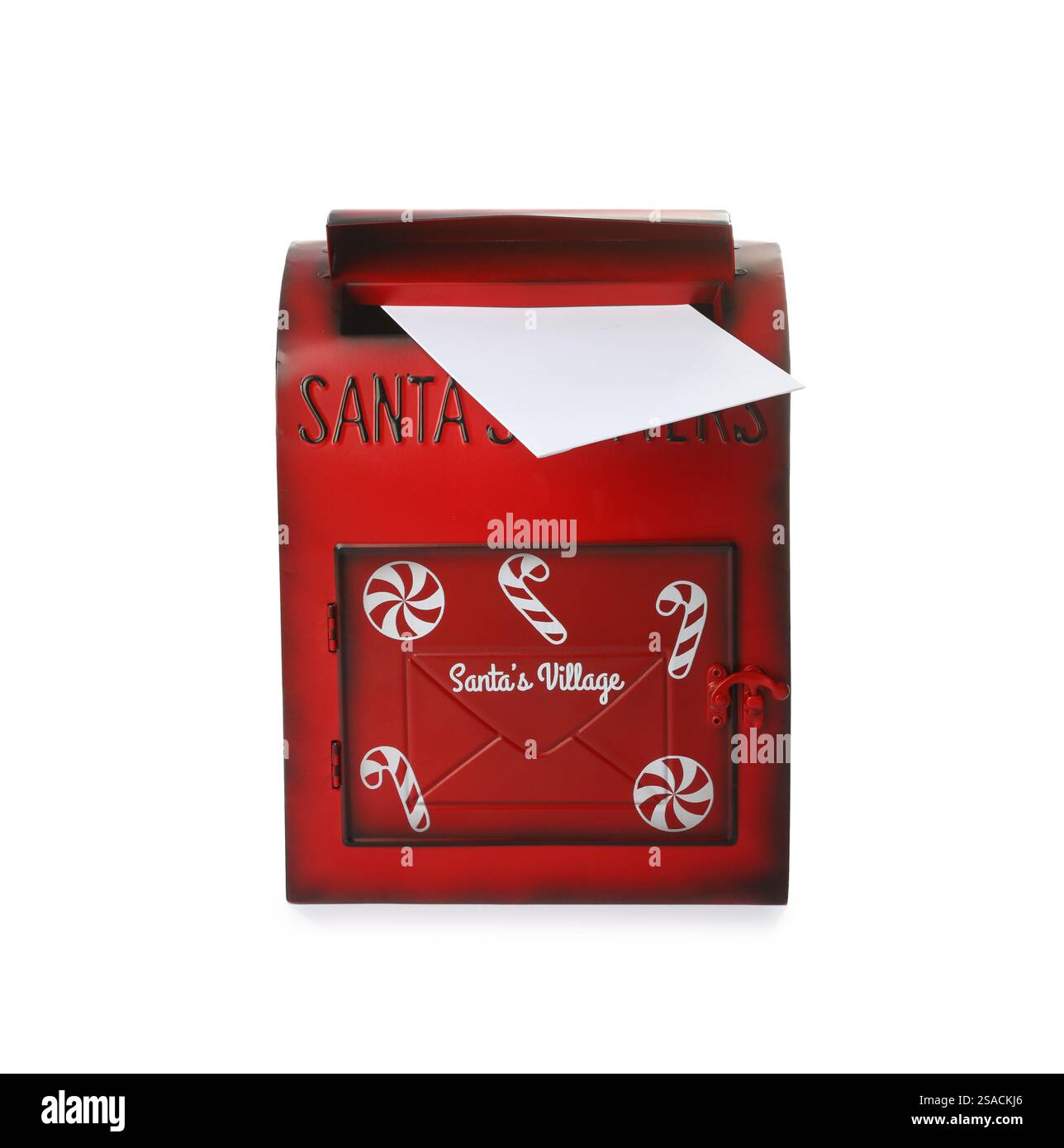 Santa Claus mail box with letter isolated on white. Christmas tradition ...