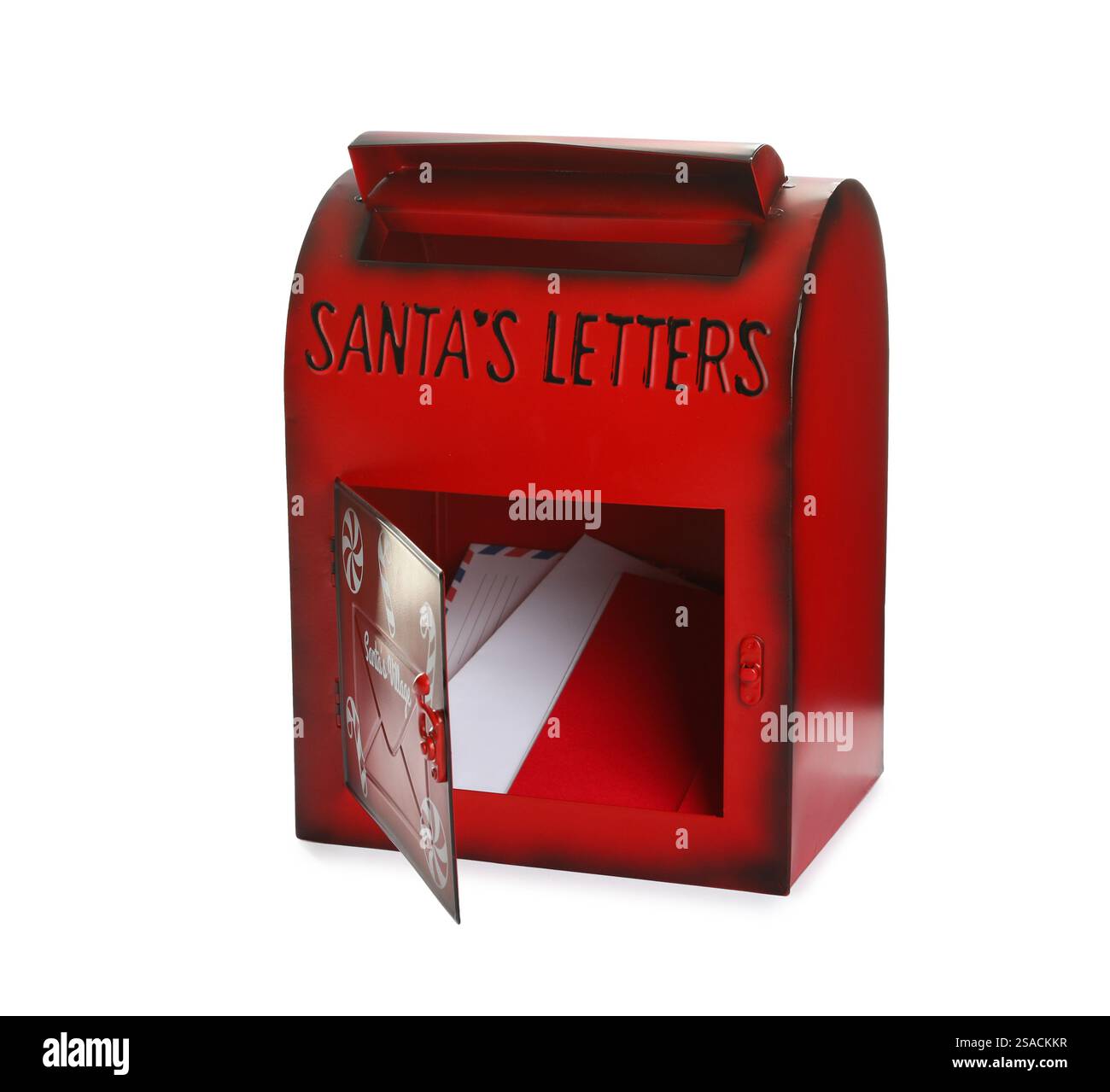 Santa Claus mail box with letters isolated on white. Christmas ...