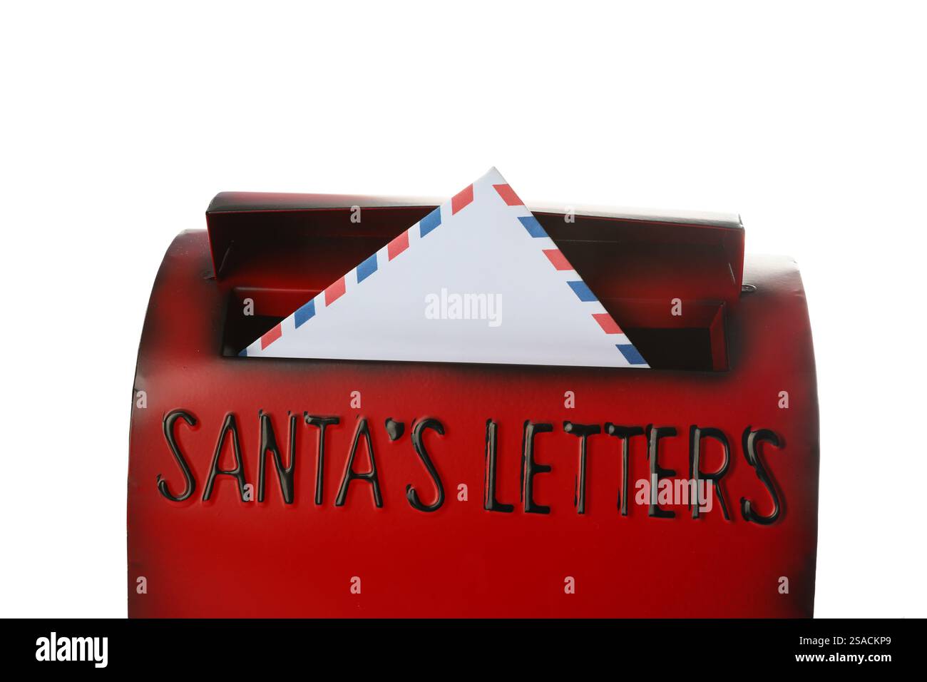 Santa Claus mail box with letter isolated on white. Christmas tradition ...