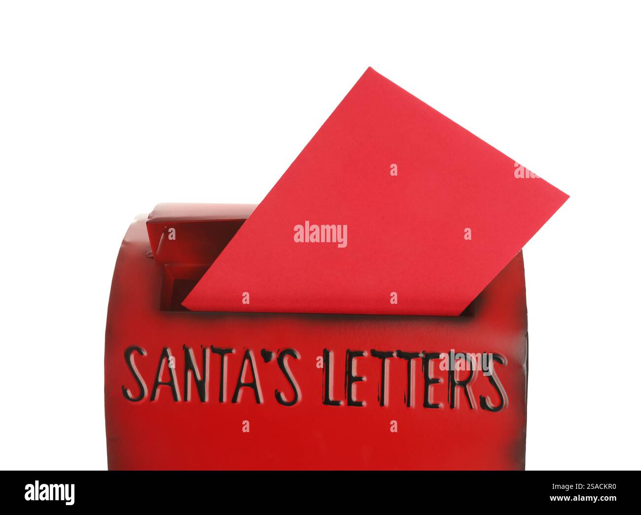 Santa Claus mail box with letter isolated on white. Christmas tradition ...